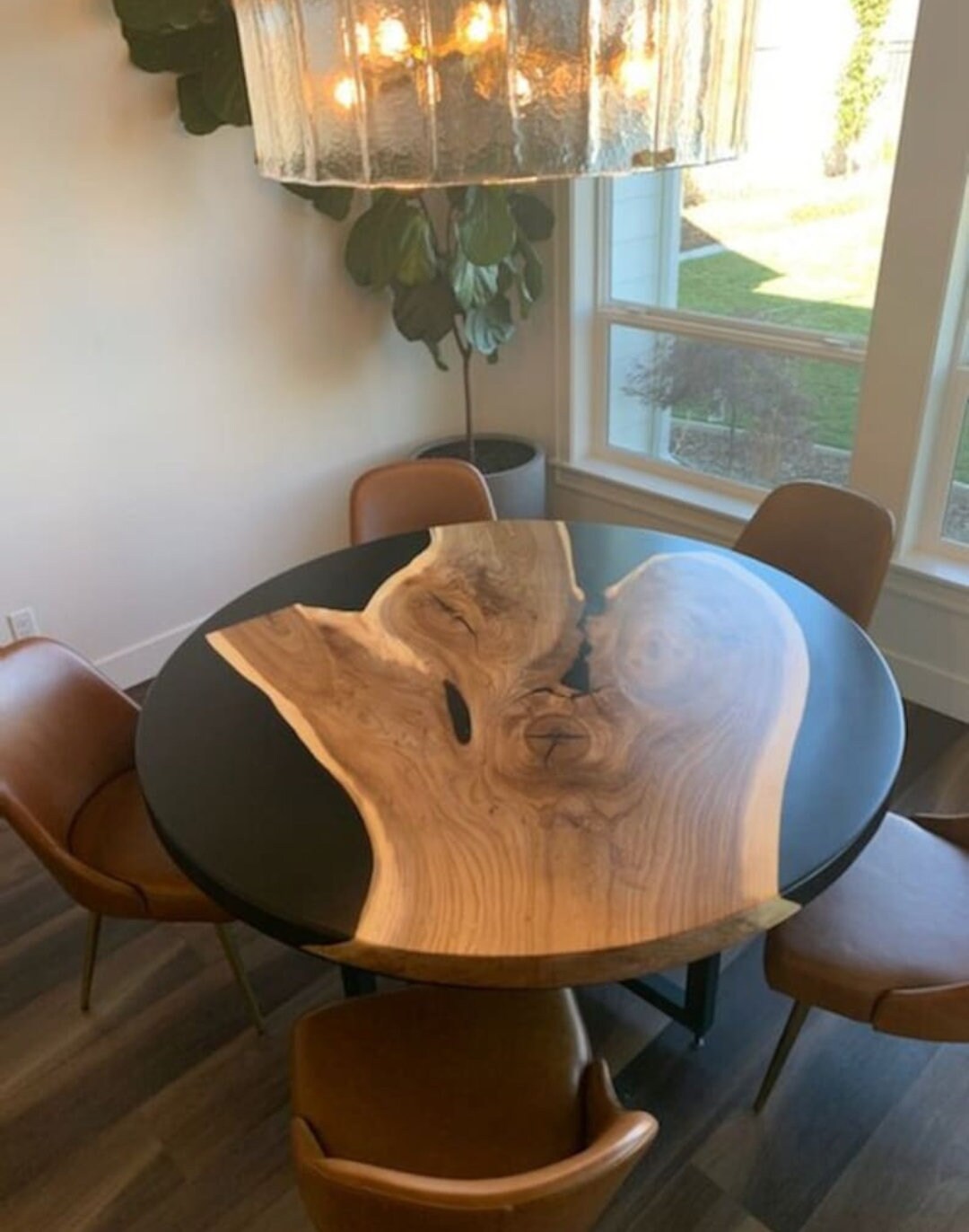 Matte Finish Black Round Epoxy Table Top Round Coffee Table Round ...