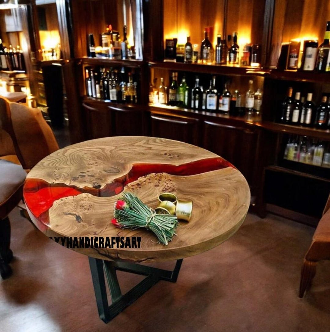Red Epoxy Live Edge Table: Handmade Wood Coffee Table - Etsy