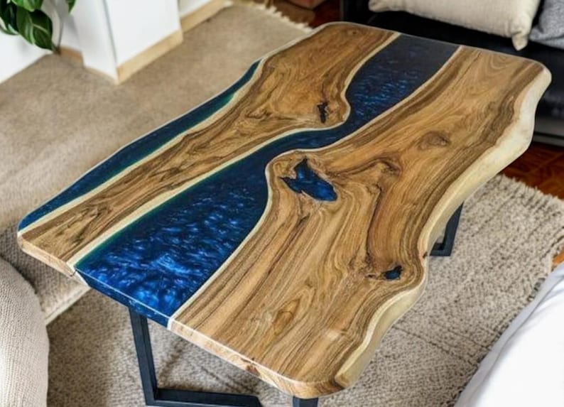 Live Edge Walnut Wood Epoxy Table | River Epoxy Table | Epoxy Table ...