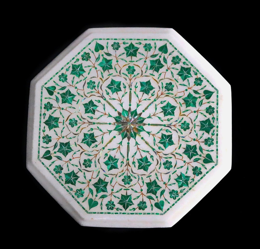 Handmade Malachite Inlay Marble Table Top - Agra Art - Etsy