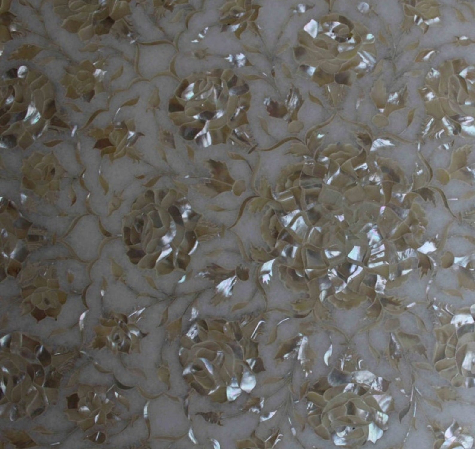 Full White Marble Dining Table Top Semi Precious Stone Mother of Pearl ...
