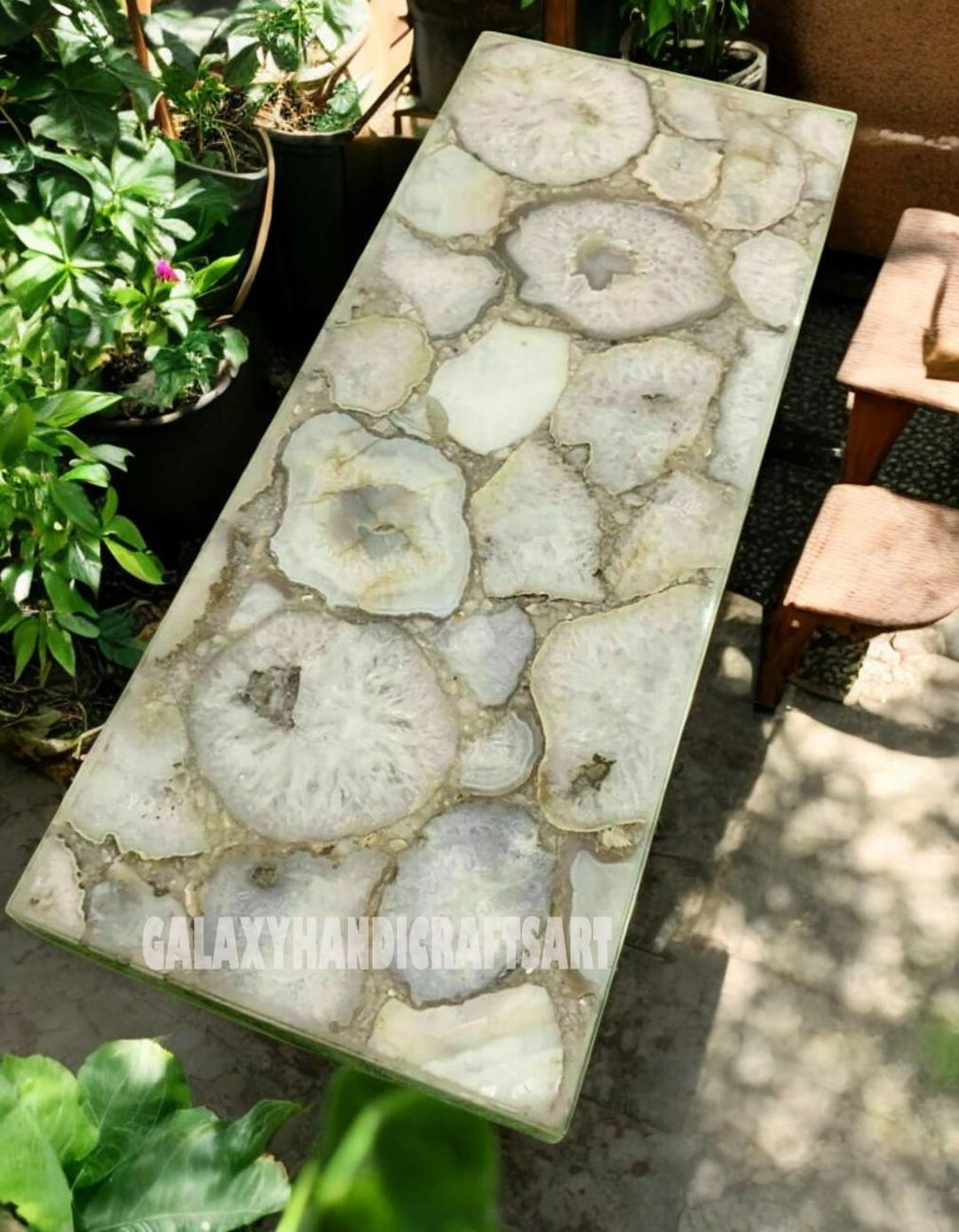 White Quartz Console Table | White Garden Table - Etsy