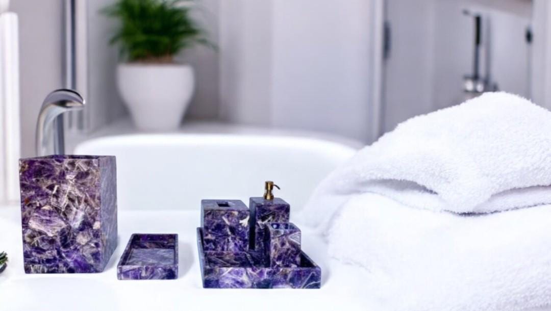 Amethyst Bathroom Set | 5 Piece Bathroom Set of Amethyst | Bathroom ...