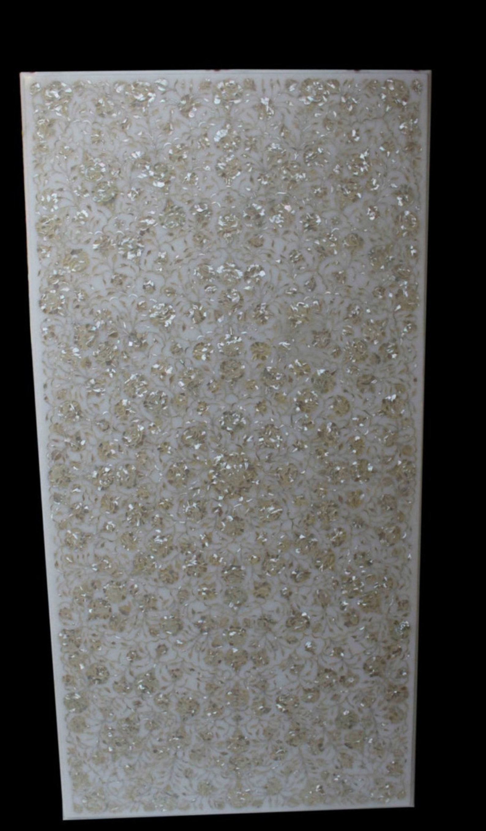 Full White Marble Dining Table Top Semi Precious Stone Mother of Pearl ...