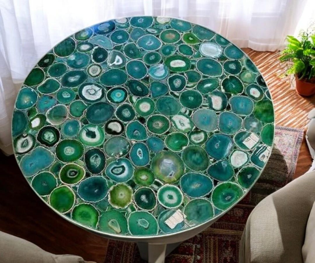 Round Green Table | Agate Coffee Table | Green Bedroom Table | Round ...