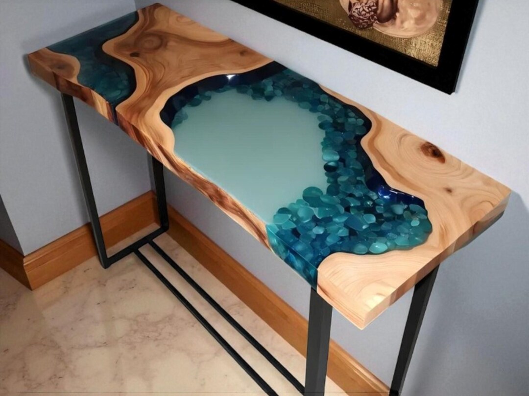 Handmade Epoxy Resin Console Table: Live Edge Entryway Furniture - Etsy
