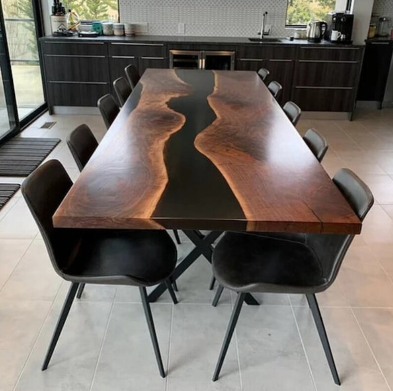 Live Edge Epoxy Table Black Epoxy Table Office/center Table Top Home ...