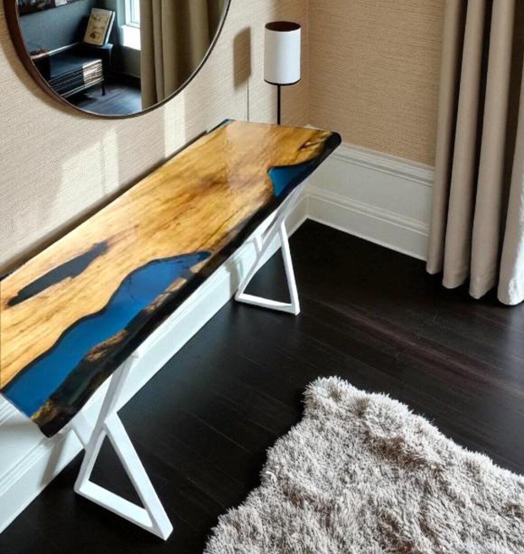 Handmade Live Edge Epoxy Console Table: Artistic Entryway Decor - Etsy