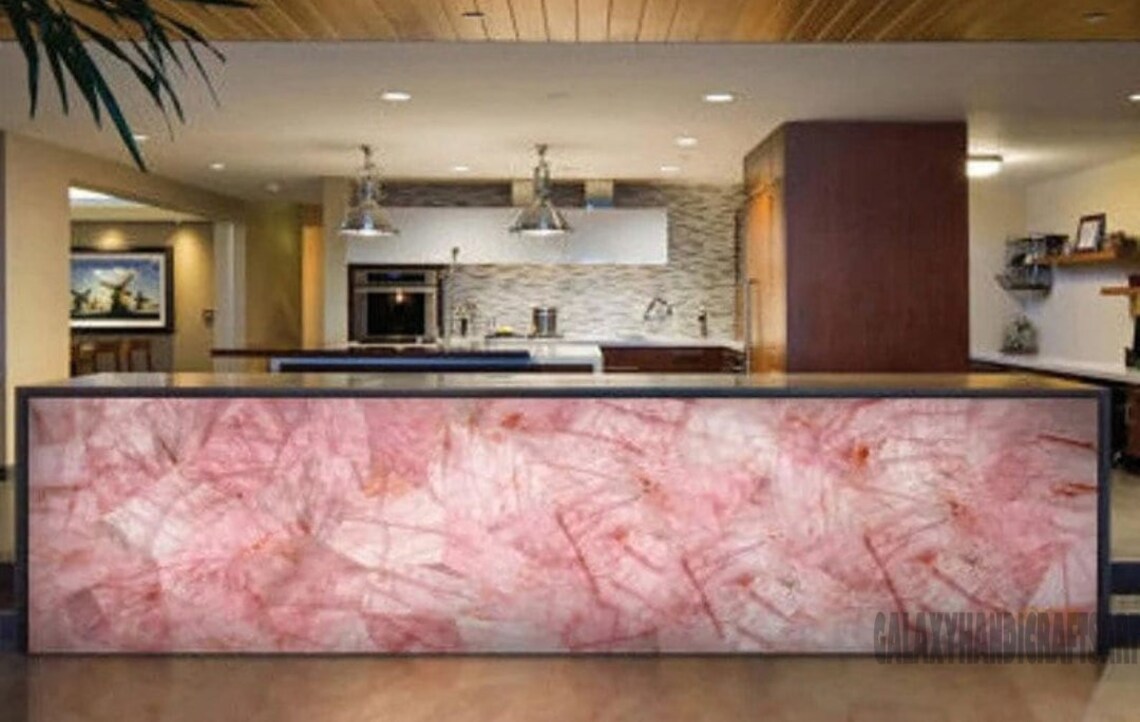 Rose Quartz Hotel Counter Side Slab Pink Agate Kitchen Counter Side Slab - Etsy