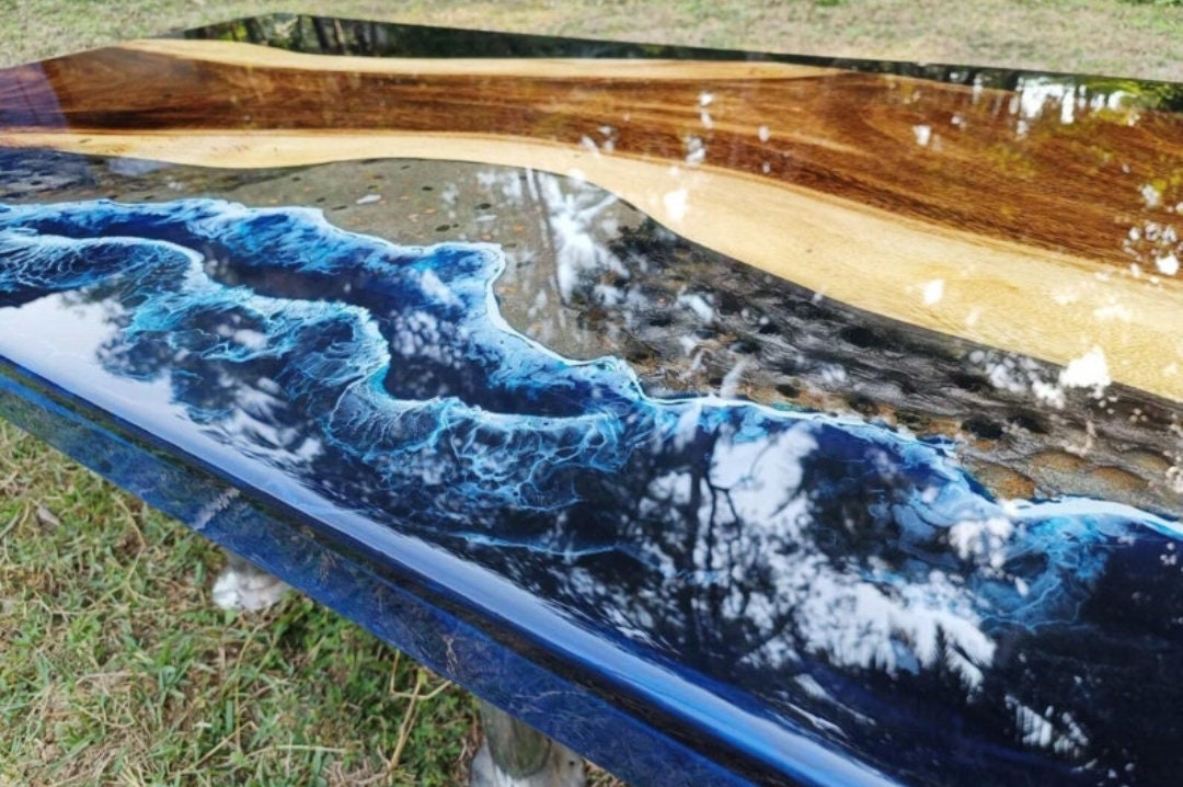 Tablero de mesa epoxi azul océano / Encimera de epoxi / Tablero de mesa ...