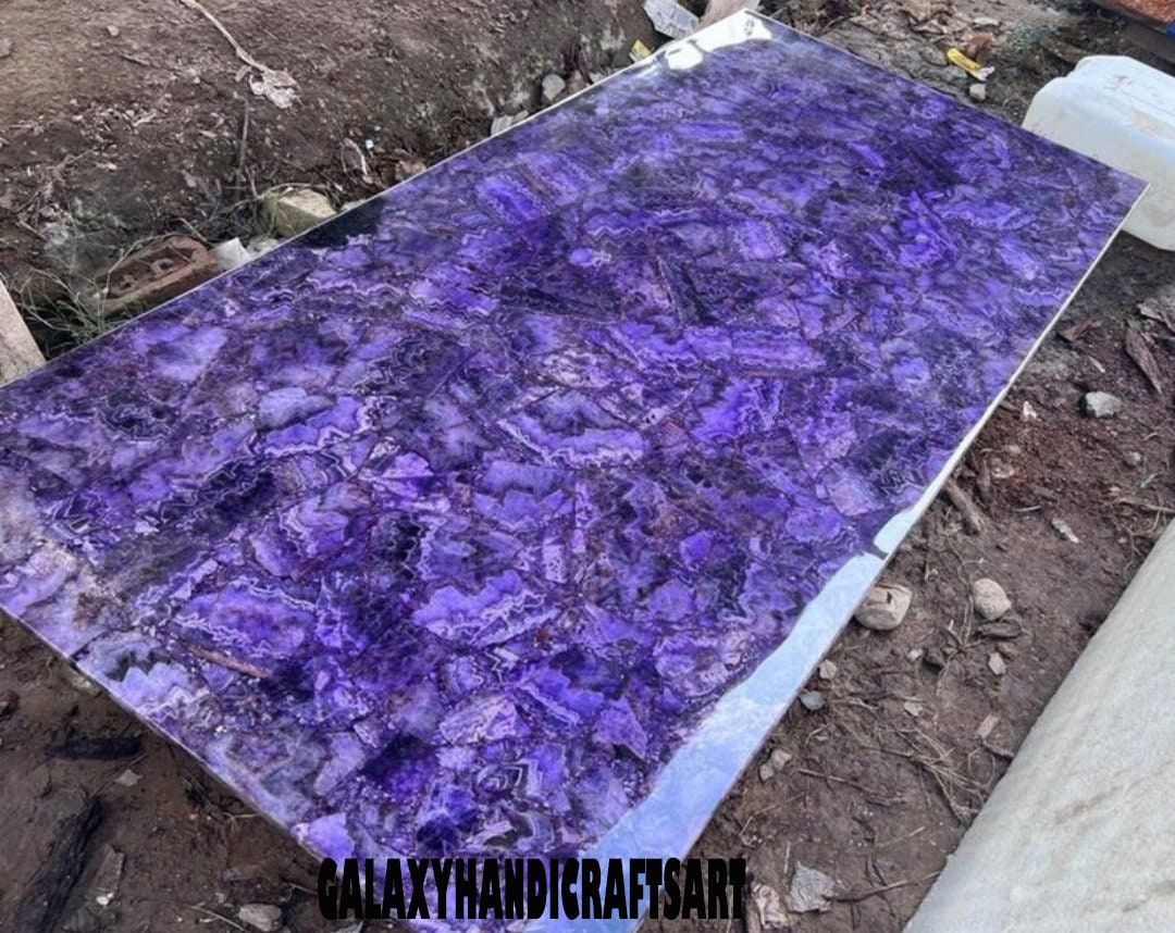 Amethyst Stone Center Table Dining Table Top Amethyst Living Room Table ...