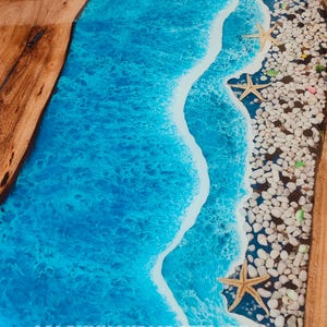 Round Epoxy Ocean Table Custom Ocean Resin Table Handmade Coastal Decor ...