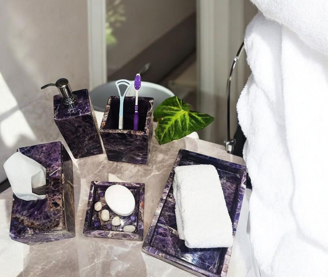 Amethyst Bathroom Set 5 Pieces | Bathroom Accessories/decor Collection ...