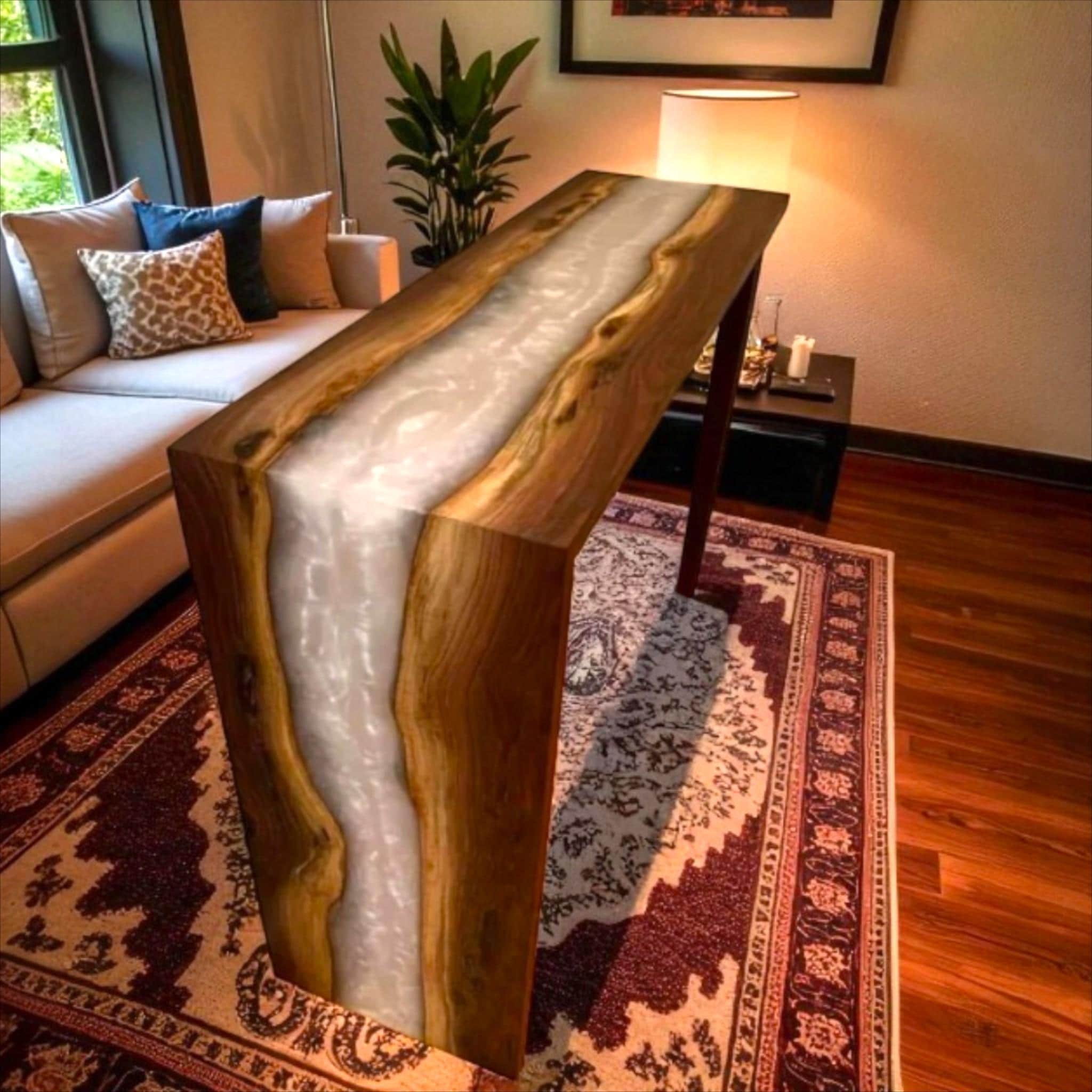 Handmade Epoxy Resin Console Table: Artisan Entryway Accent Furniture ...