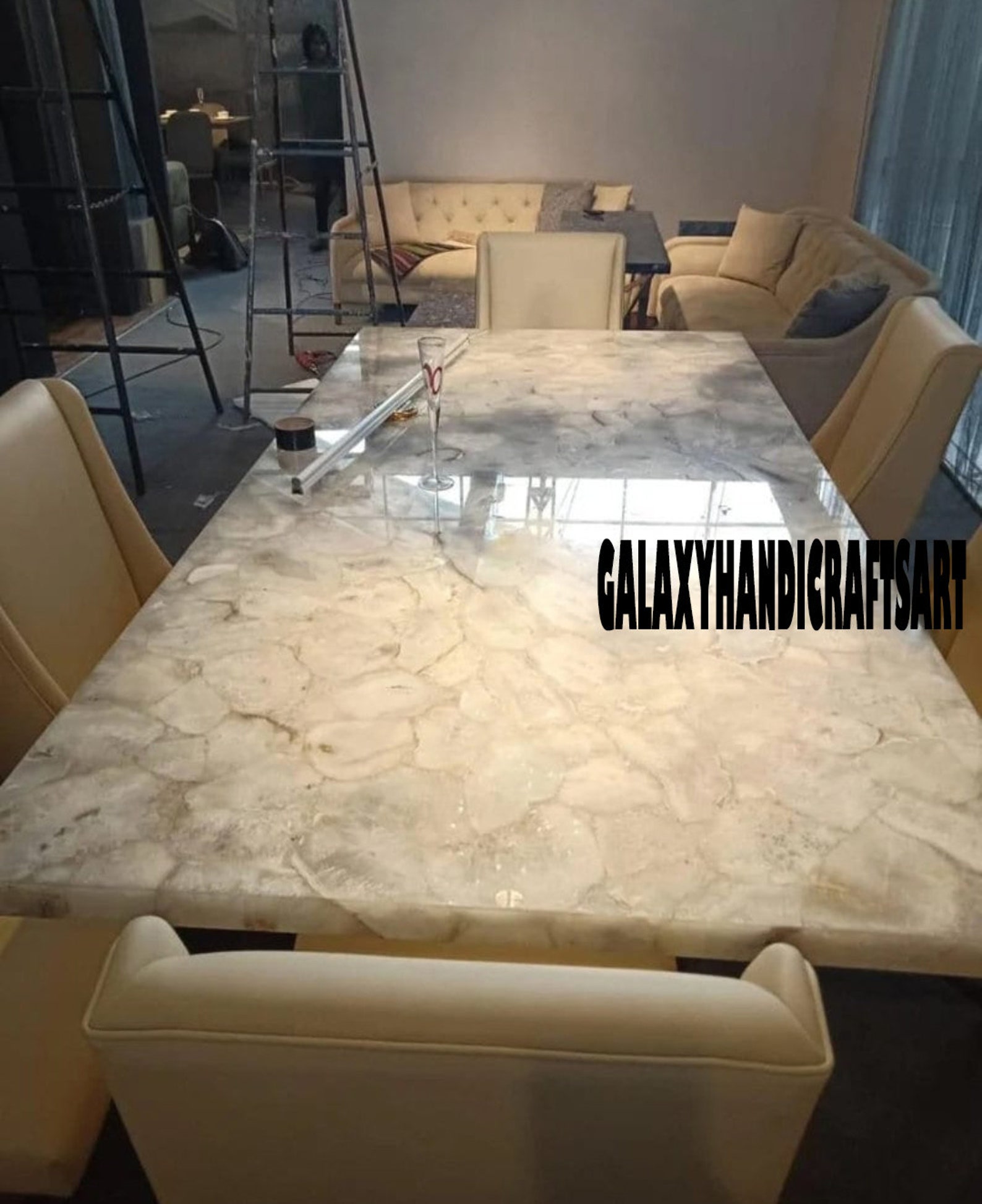 Agate Table Top White Agate Dining Table White Agate Center Table - Etsy