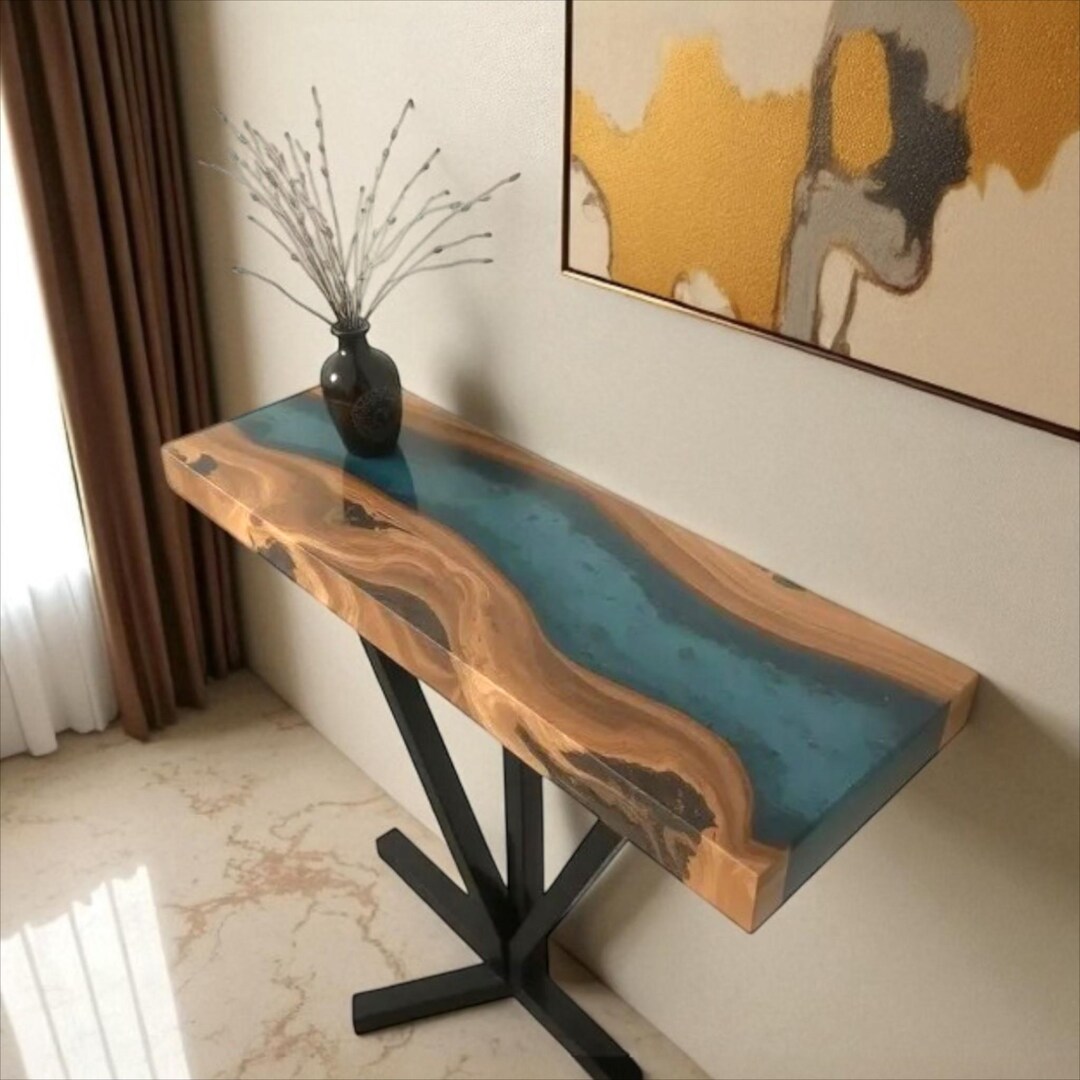 Handmade Wooden Epoxy Entryway Table: Custom Living Room Furniture - Etsy