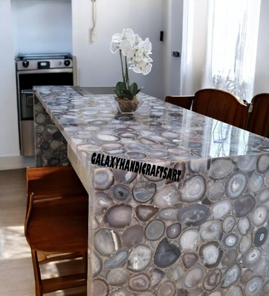 Handmade Grey Agate Kitchen Countertop Slab: Modern Decor - Etsy