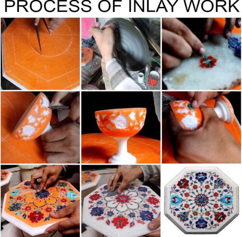 Marble Beautiful Handmade Inlay Table Top | Coffee Table Top | Bedside ...