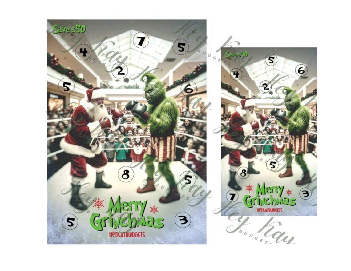 Funny Santa Vs Grinch Savings Challenge A5 A6 - DIY Scratch off ...
