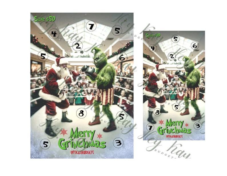 Funny Santa Vs Grinch Savings Challenge A5 A6 - DIY Scratch off ...