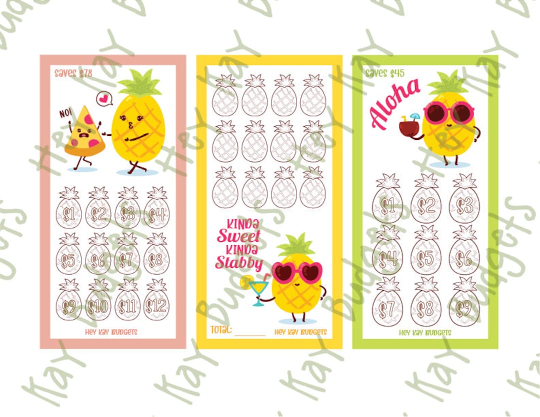 Cute Pineapple Mini Savings Challenges - Printable PDF - Etsy