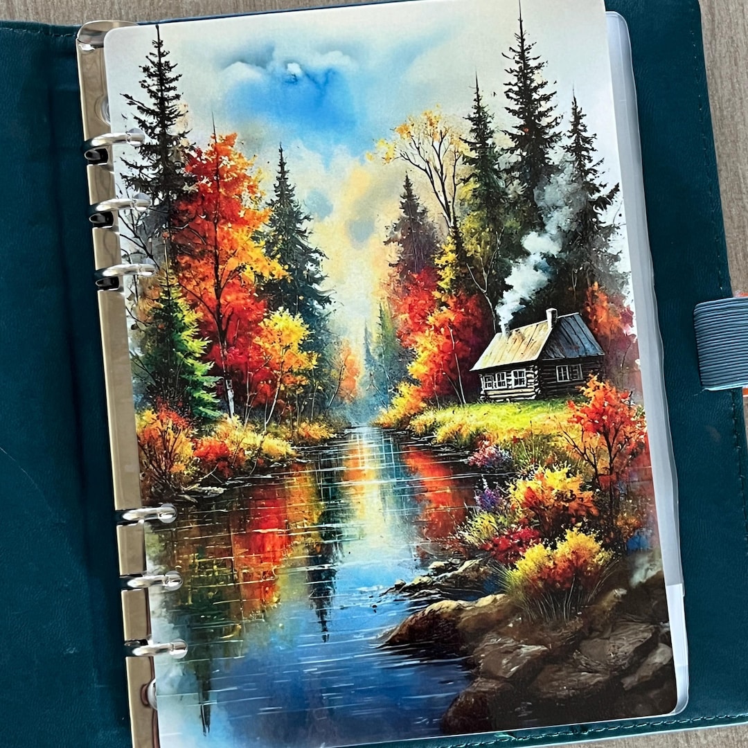 PLANNER DASHBOARD Cabin in Fall & Forest Bridge Dividers Covers | A6 A5 ...