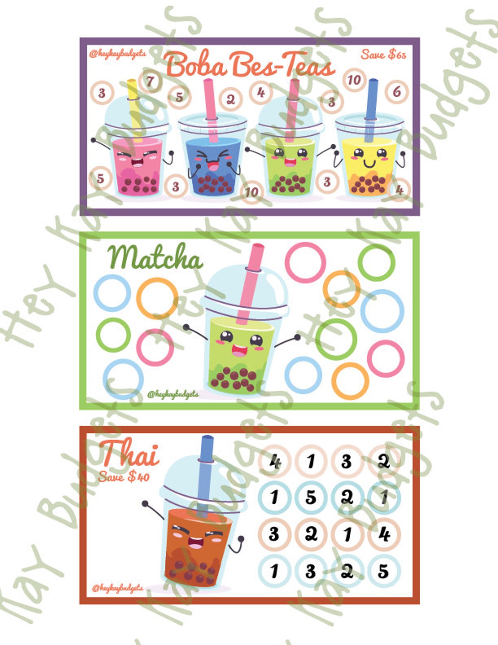 Boba Besteas Boba Milk Tea Savings Challenges Printable PDF - Etsy