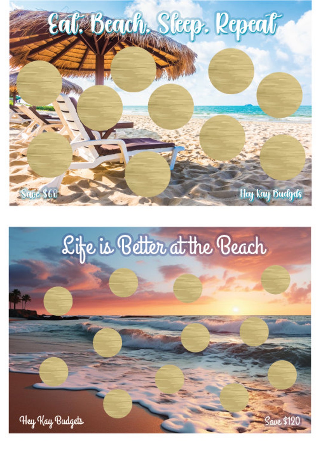 Two Beach Savings Challenge A5 - DIY Scratcher Printable PDF - Etsy