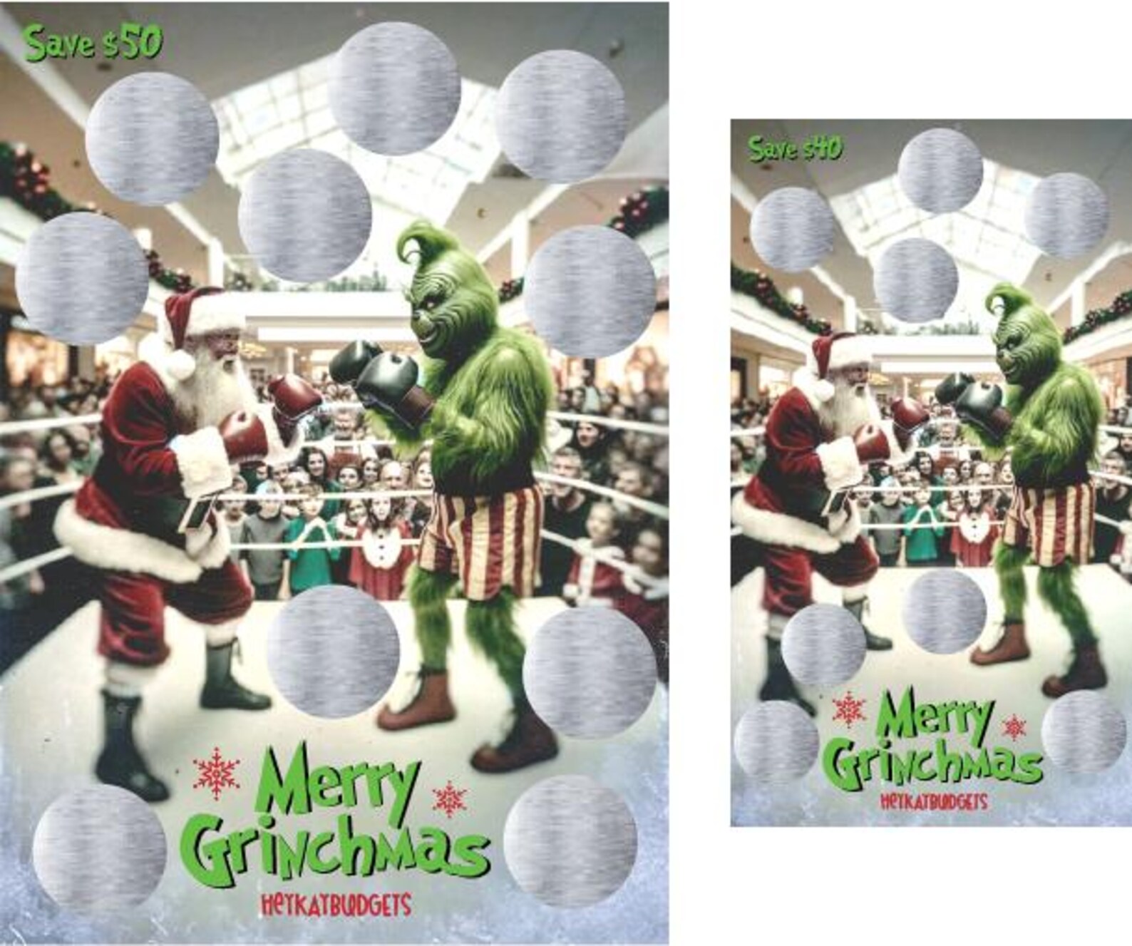 Funny Santa Vs Grinch Savings Challenge A5 A6 - DIY Scratch off ...