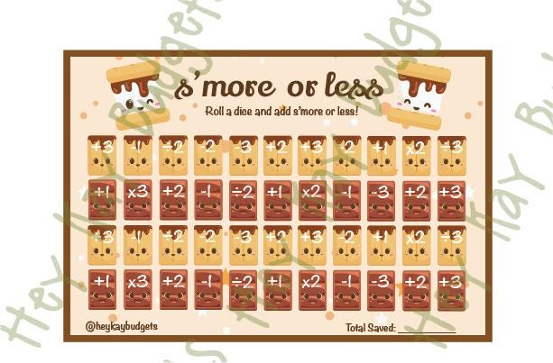 S'more or Less Savings Challenge A5 - Printable PDF - Etsy
