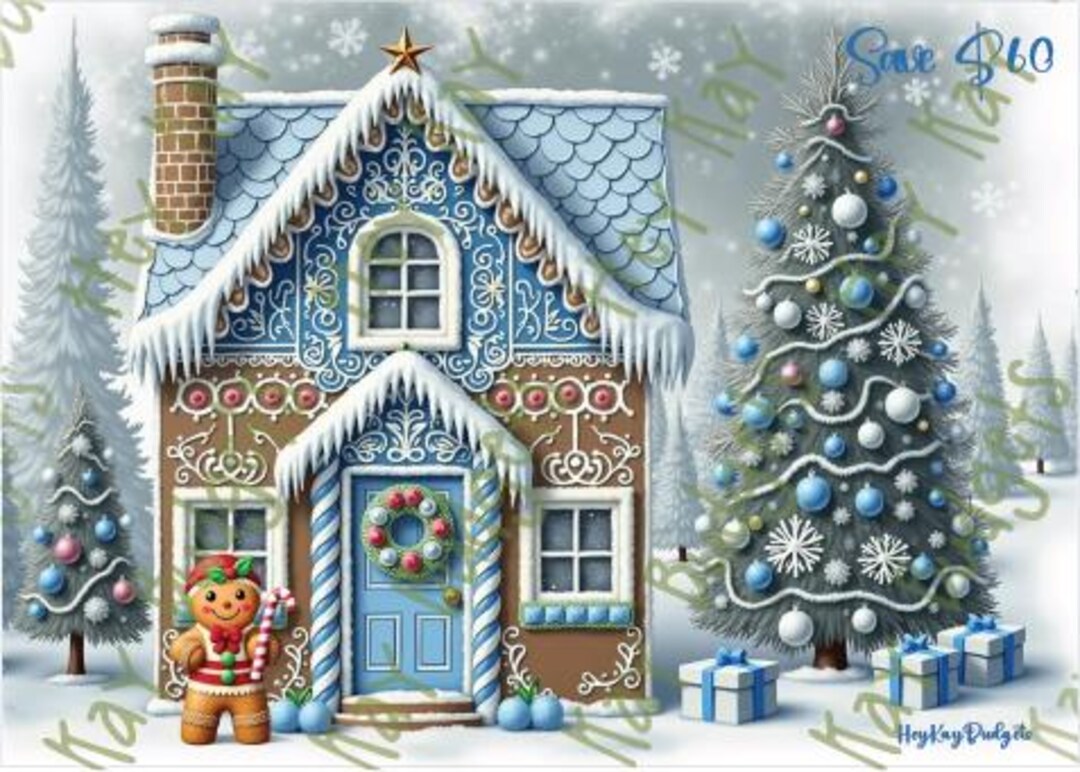 Blue Gingerbread House Savings Challenge A5 - DIY Scratch off Printable ...