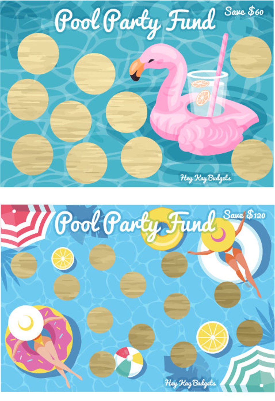 Pool Party Savings Challenge A5 DIY Scratcher Printable PDF - Etsy