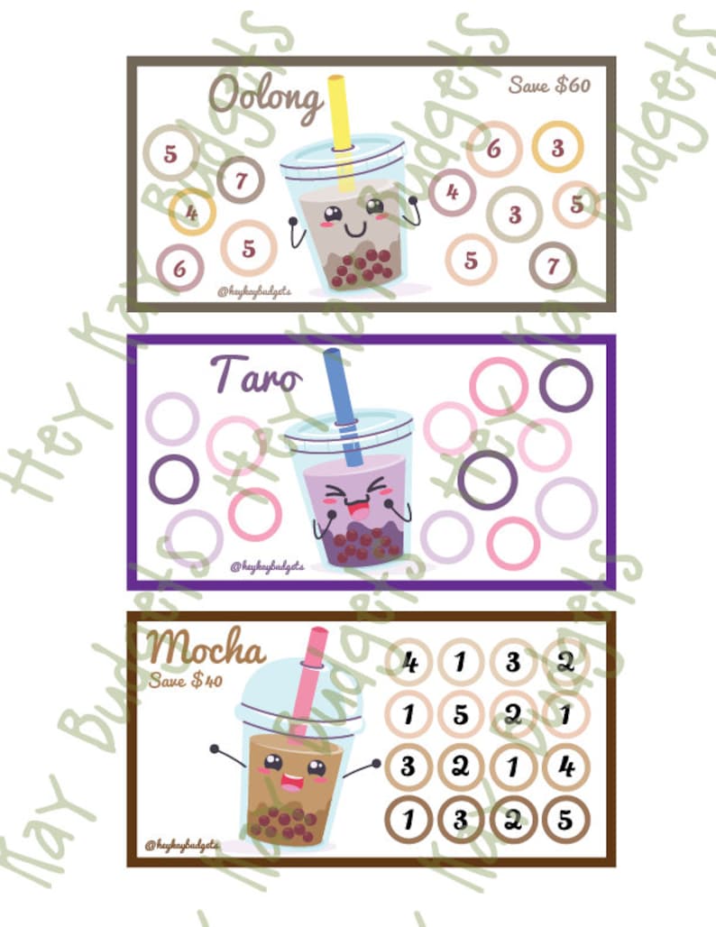 Boba Besteas Boba Milk Tea Savings Challenges Printable PDF - Etsy