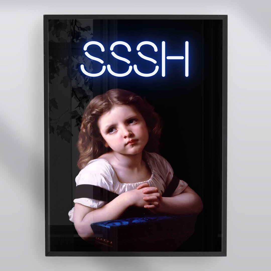 Sssh the Prayer Print Altered Art Print Neon Text Surreal - Etsy