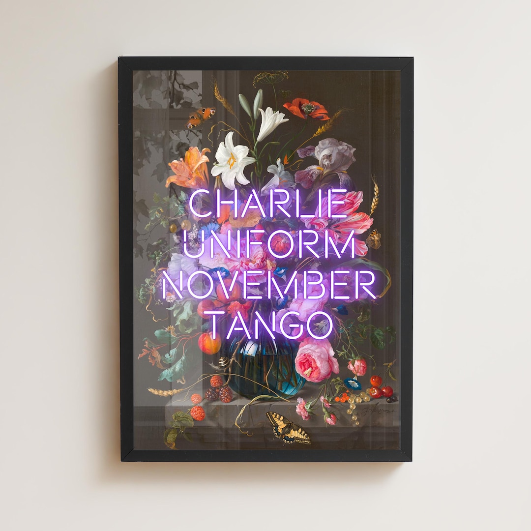 Charlie Uniform November Tango Print, Sweary Rude Neon Style Text Wall ...