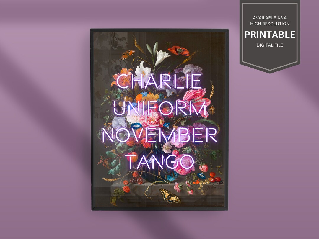 Charlie Uniform November Tango Neon Print New Home Gift - Etsy