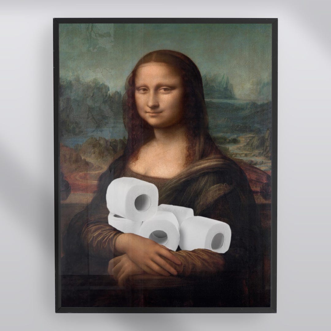 Funny Mona Lisa With Toilet Roll Unframed Print, New Home Gift, Quirky ...