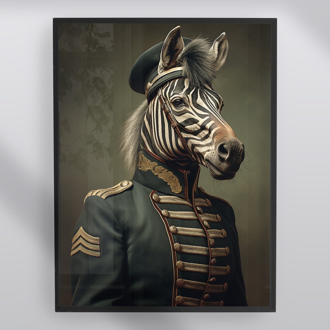 Zebra in Military Uniform Print hallway entryway living room bedroom ...