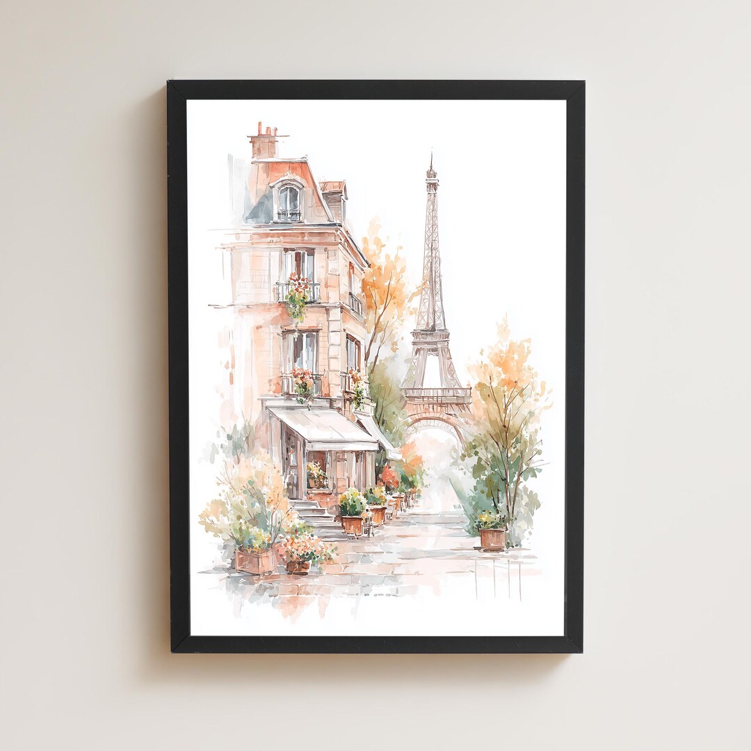 Paris Street Print, Watercolour Style Art, Parisian Travel Paris ...