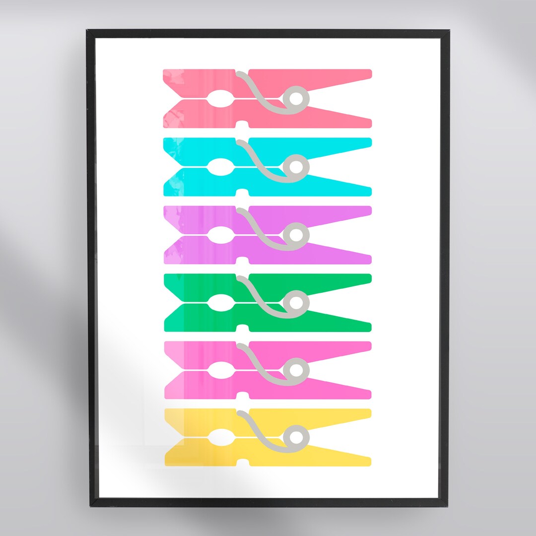 Clothes Peg Print | Laundry Room | Utility Room | Kitchen | Quirky ...