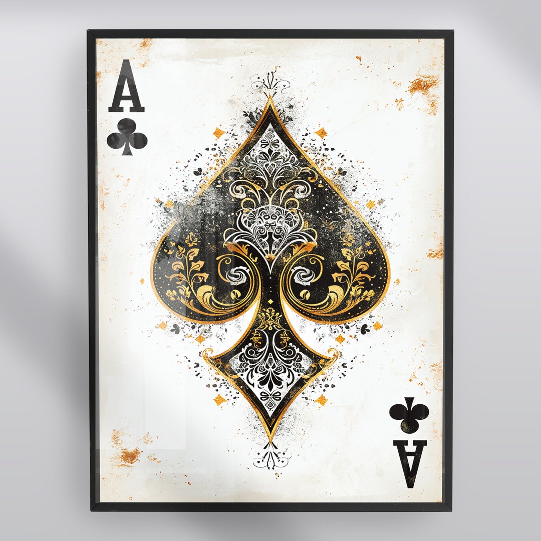 Ace of Spades Playing Card Unframed Print, Bar Decor, Lounge, Hallway ...
