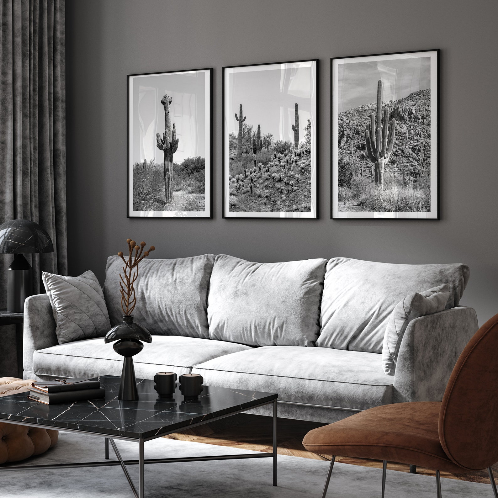 Arizona Desert Set of 3 Fine Art Prints - Saguaro Cactus 3 Piece Wall ...