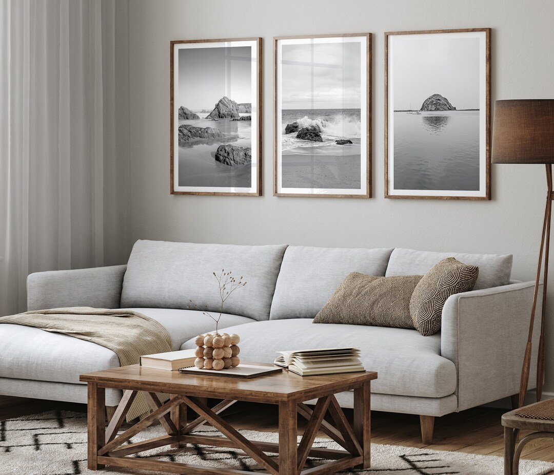 Black and White California Coast Photography Set of 3 Prints - Framed ...