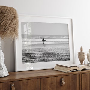 Lone Surfer Fine Art Photography Print - Minimalist Black and White ...