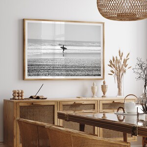 Lone Surfer Fine Art Photography Print - Minimalist Black and White ...