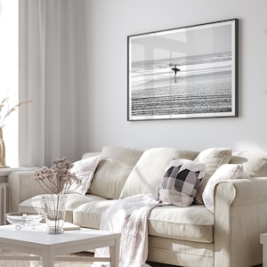 Lone Surfer Fine Art Photography Print - Minimalist Black and White ...