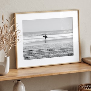 Lone Surfer Fine Art Photography Print - Minimalist Black and White ...