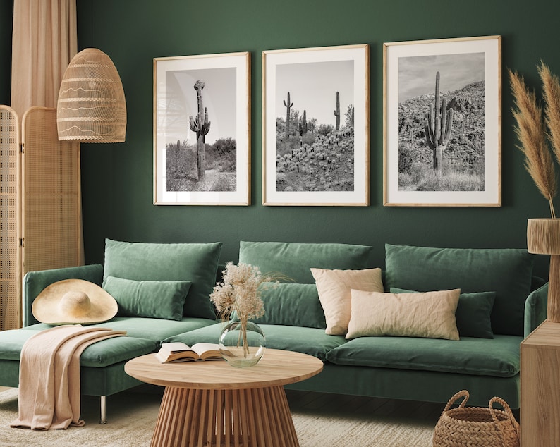 Arizona Desert Set of 3 Fine Art Prints - Saguaro Cactus 3 Piece Wall ...