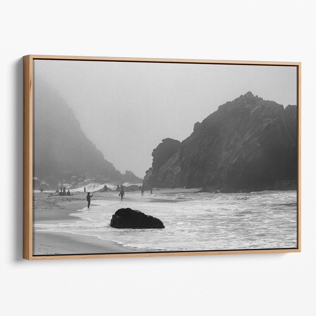 Black & White Beach Fine Art Canvas Print - California Big Sur Pfeiffer ...
