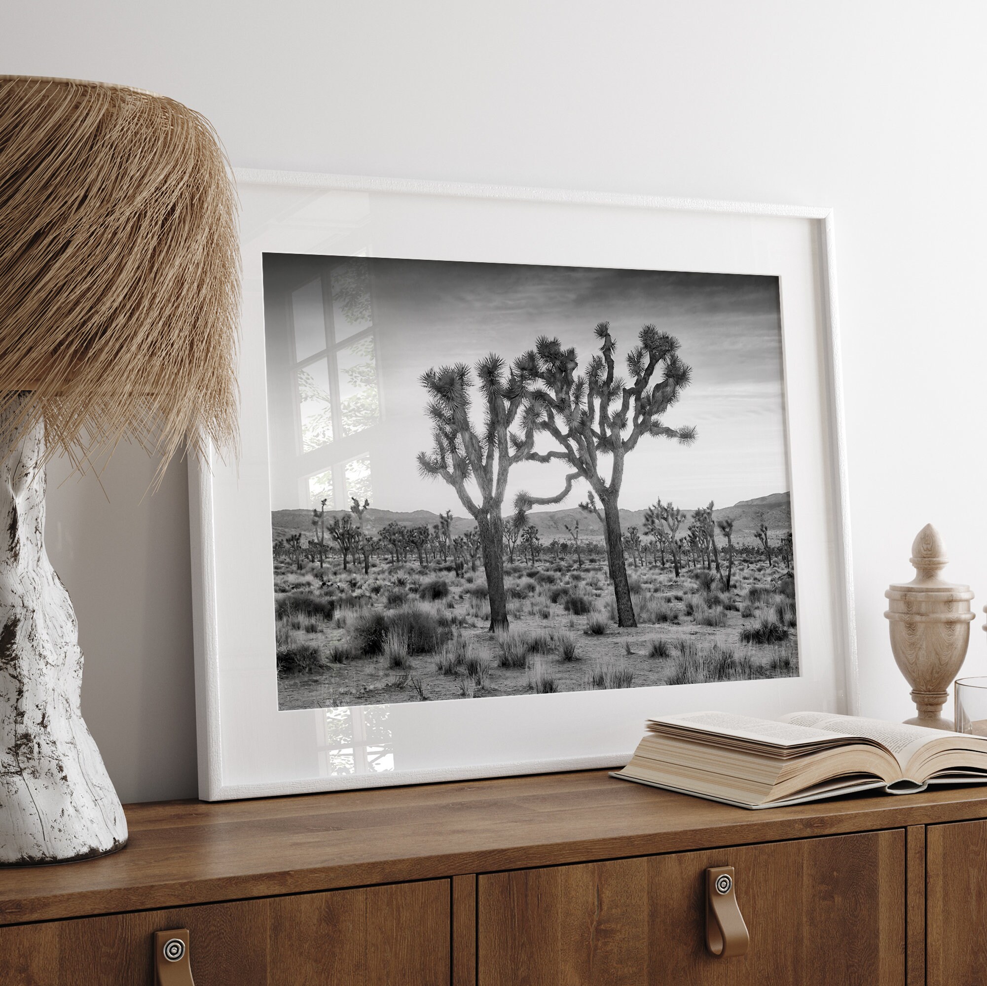 Fine Art Joshua Tree Black and White Photography Print - Two Joshua ...